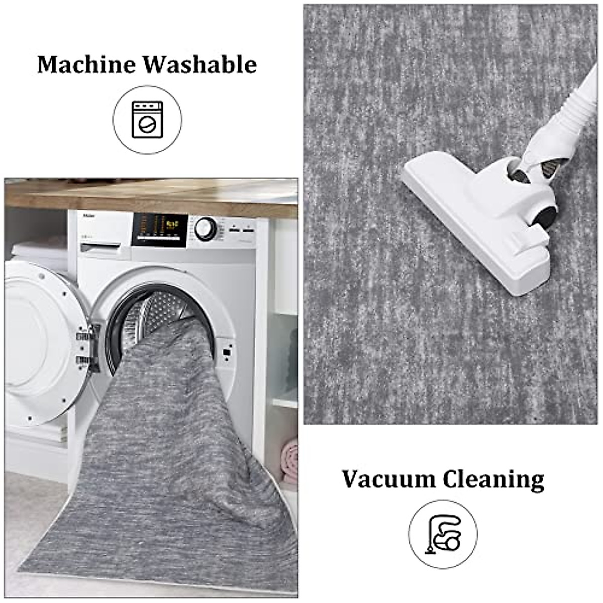 RUGSREAL Small Contemporary Area Rug Modern Solid Indoor Throw Carpe Machine Washable Non-Slip Low-Pile Area Rug for Living Room Bedroom Laundry, 2' x 3' Grey