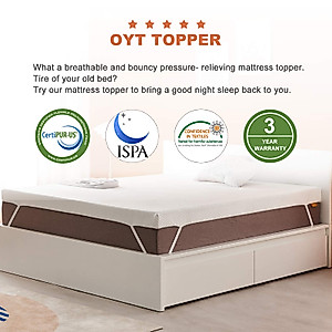 OYT Twin Size Mattress Topper,3 Inch Gel Memory Foam Mattress Topper for Cooling Sleep & Pressure Relieving,Mattress Pad in a Box with with Removable & Washable Cover, CertiPUR-US Certified