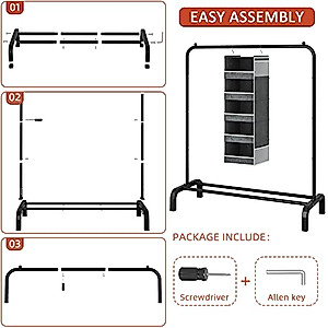 Calmootey Portable Clothing Garment Rack with 5-Shelf Hanging Closet Organizer,Clothes and Shoes Storage Rack,Hanging Storage Shelves for Closet,Black