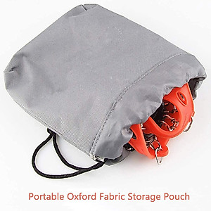 LINXGR 11-Spikes Kids Crampons Teens Ice Cleats for Shoes and Hiking Boots 11 Teeth Anti Slip Crampons Small for Camping Hiking Walking Shoes, Teens (Red, Large for Big Kids/Teenagers)