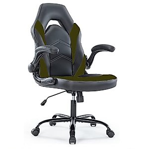 Gaming Chair Computer Chair Ergonomic Office Chair PU Leather Desk Chair Executive Adjustable Swivel Task Chair with Flip-up Armrest