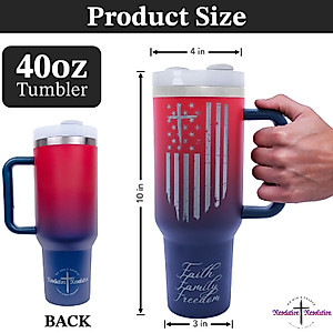 40oz Inspirational & Encouraging Christian Tumbler, Child of God Stainless Steel Coffee Cup, Insulated Bible Verse Travel Cup with Handle Straw, Laser Engraved Religious Gifts for Baptisms & Birthdays