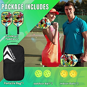 JOYAIRE Pickleball Paddles Set of 2, USAPA Standard Multilayer Carbon Fiber Surface High Control & Spin, Lightweight Pickle Ball Rackets Honeycomb Core w/ 4 Pickleball, Portable Bag, for Men Women