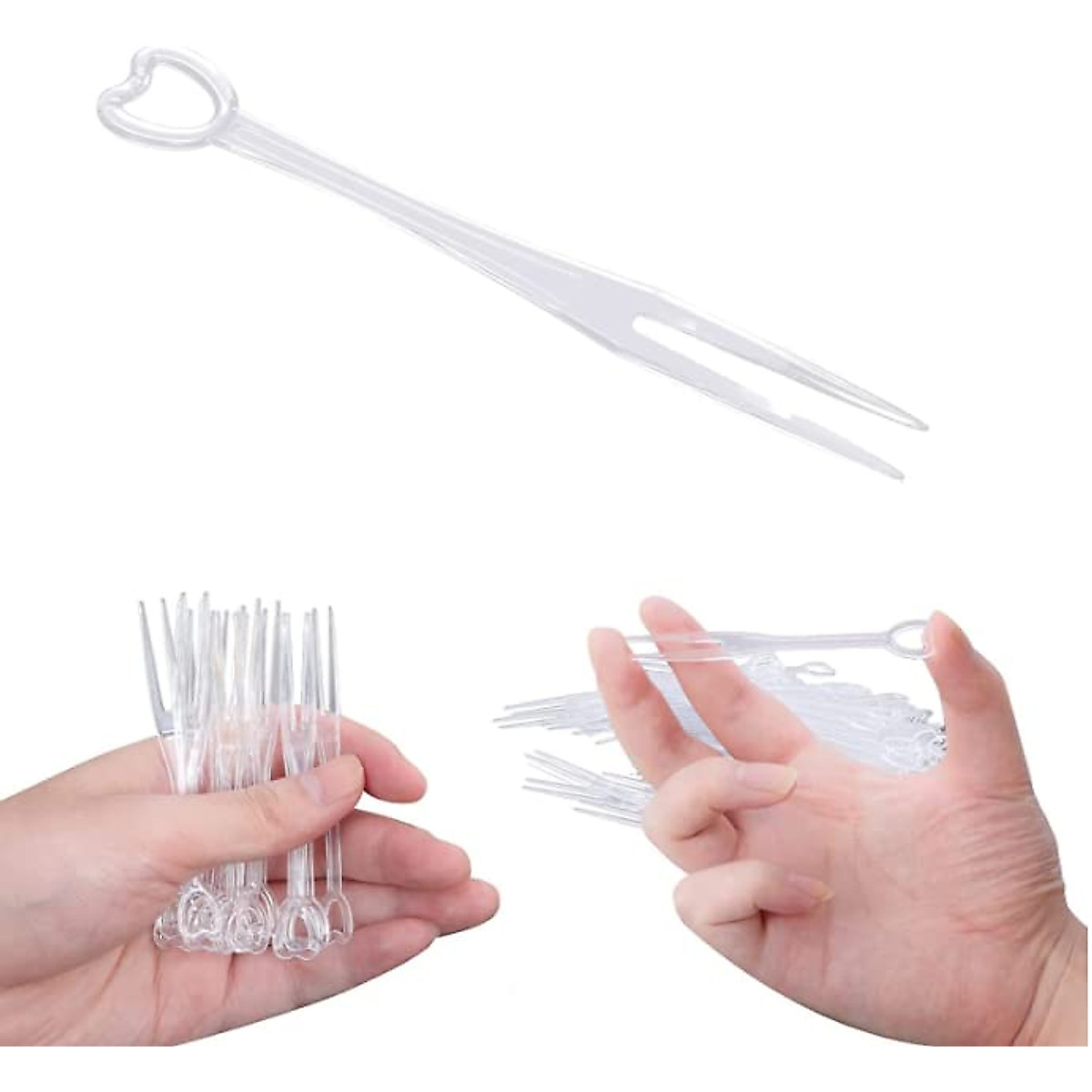 LASSUM 200PCS Disposable Plastic Cocktail Picks Fruit Forks,Forks Bistro Cocktail Forks Tasting Appetizer Forks Set Mini Cake Forks (Clear)