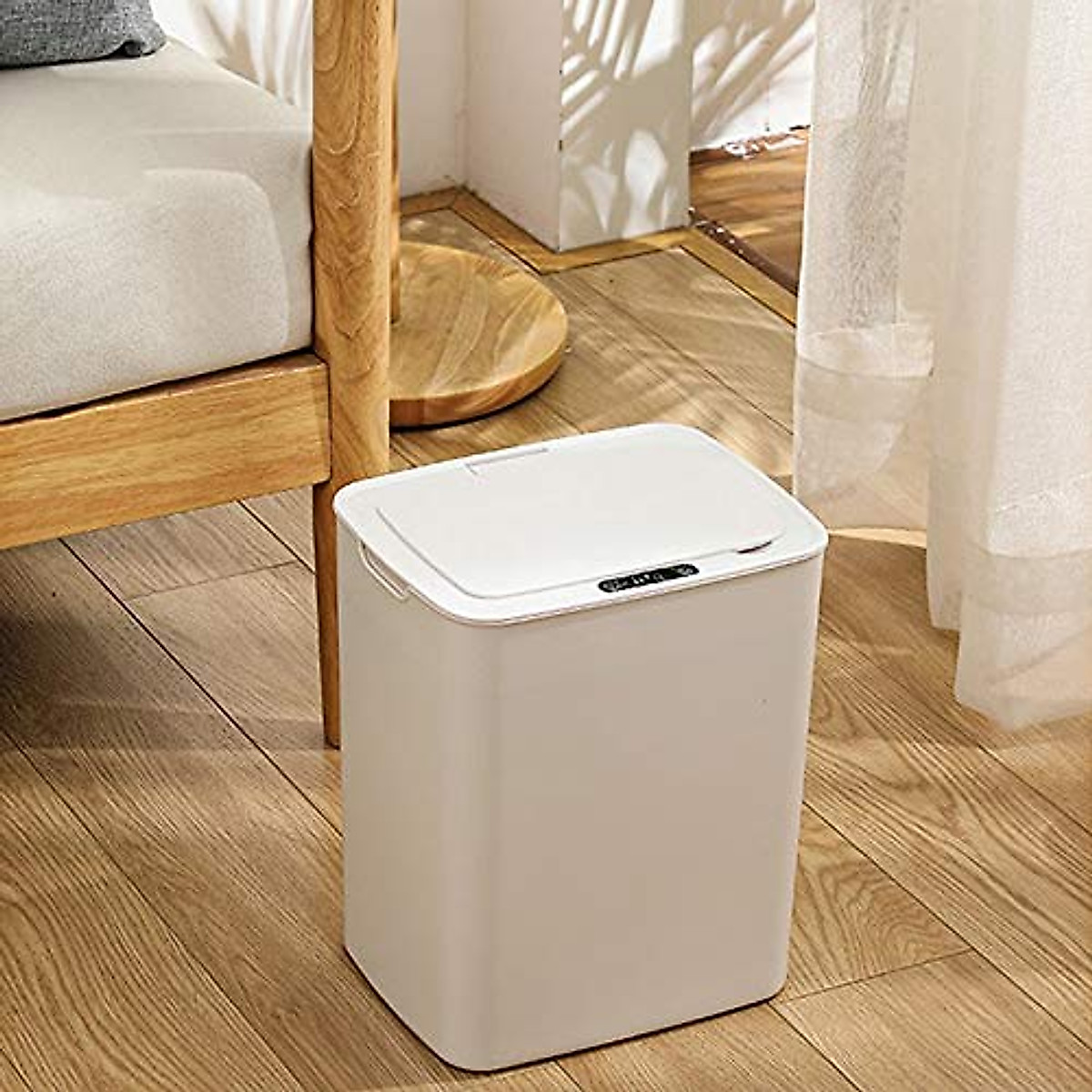 WPYYI Intelligent Induction Trash Can with Lid Fully Automatic Electric Creative Touch Free Large Capacity Waste Bin Garbage Container ( Color : Black )