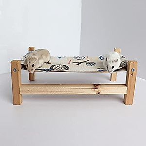 Dnoifne Reptile Hammock Swing Hanging Bed, Wooden Lizard Bed, Reptile Summer Bed for Bearded Dragon Leopard Gecko Lizard