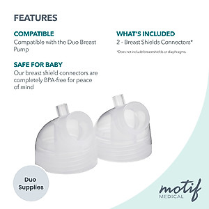 Motif Duo Breastshield Connectors, Replacement Parts for Breast Pump, Attaches to Motif Milk Collection Containers