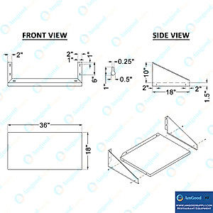 AmGood 36" Long X 18" Deep Stainless Steel Wall Shelf with Side Guards
