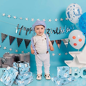 12 Sheets Halloween Wrapping Paper Blue Ghost Pumpkin Bat Printed Gift Wrap Paper Folded Flat Art Decorative Paper for Happy Boo Day Gifts Wrapping Baby Shower DIY Crafts, 19.7 x 27.5 inch