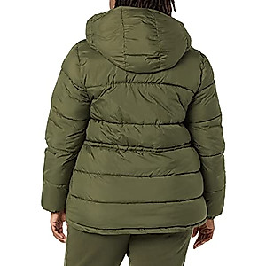 Amazon Essentials Women's Heavyweight Puffer Jacket with Drawstring Waist, Olive, Medium