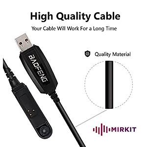 MIRKIT Original Baofeng USB Programming Cable for Baofeng UV-9R BF-9700 A-58 UV-XR UV-5S GT-3WP Plus Handheld ham Radio transceiver Uportable Ham Handheld CB Radio USA Warranty