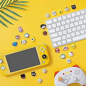 PERFECTSIGHT Switch Thumb Grips, Cut Animal Joystick Caps for Nintendo Switch, 4 PCS Thumbstick Cover for Switch Lite, Switch OLED, Analog Stick Button Cover for NS Joycon Controller (Yellow)