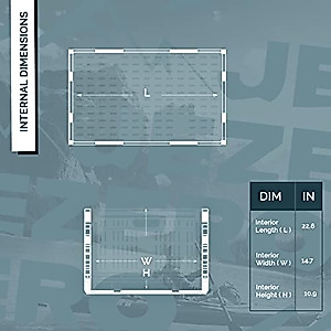 JEZERO Stackable, Collapsible Professional Storage Crate: Grated Wall Utility Storage Baskets for Household Storage and Organization | Black, 23.6" x 15.8" x 11.3” (PN: CC28)