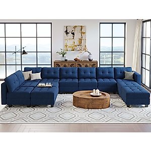 Belffin Modular Sectional Sofa Couch Oversied U Shaped Sofa Set with Storage Seats Convertible Sectional Sleeper Sofa with Reversible Chaise Blue