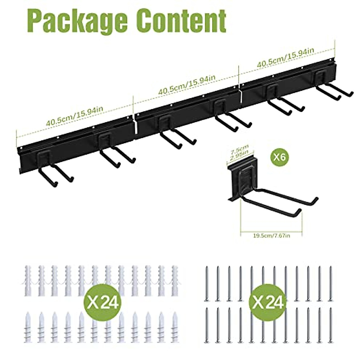 Housolution Heavy Duty Tool Storage Rack 48 Inch Garage Tool Organizer Storage System Max 264 lbs, 3 Rails with 6 Adjustable Wall Hooks, Tool Holder Wall Mount for Warehouse, Basement, Workshop