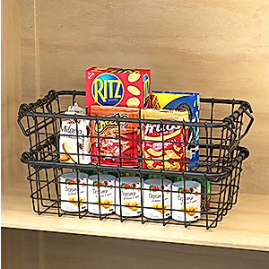 SimpleHouseware 2 Pack Stackable Single Wire Basket, (8.9 x 15.5 x 4.3 in)
