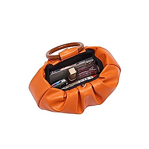 Verdusa Women's Ruched Small Handbag Clutch Purse Dumpling Pouch Bag Orange one-size