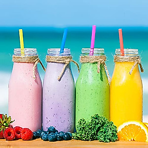 ALINK 1000 Count Assorted Colored Plastic Disposable Drinking Straws, Individually Wrapped Straight Party Straws - 7.75" x 0.23"