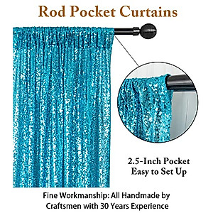 Sequin Curtains 2 Panels Turquoise 2FTx8FT Sequin Photo Backdrop Aqua Sequin Backdrop Curtain Pack of 2-1011E