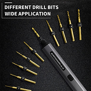 ARROWMAX Mini Electric Drill 15 in 1 with Benchtop Press, Cordless, LED Lights, Needle Vise Hand Drill Kit, 10 HSS Drill bits, 3/32-Inch Keyless Chuck, Variable Direction (SDS MINI PLUS)
