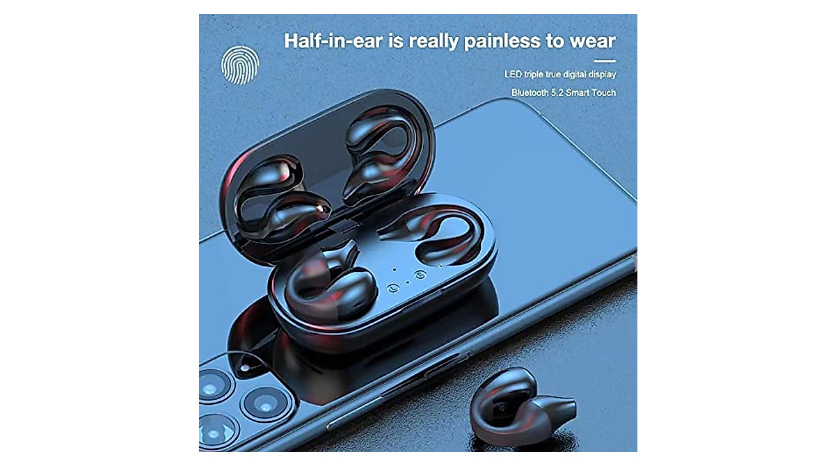 Bone Conduction Ear-Clip Headphones Bluetooth 5.3 | Waterproof & Long ...