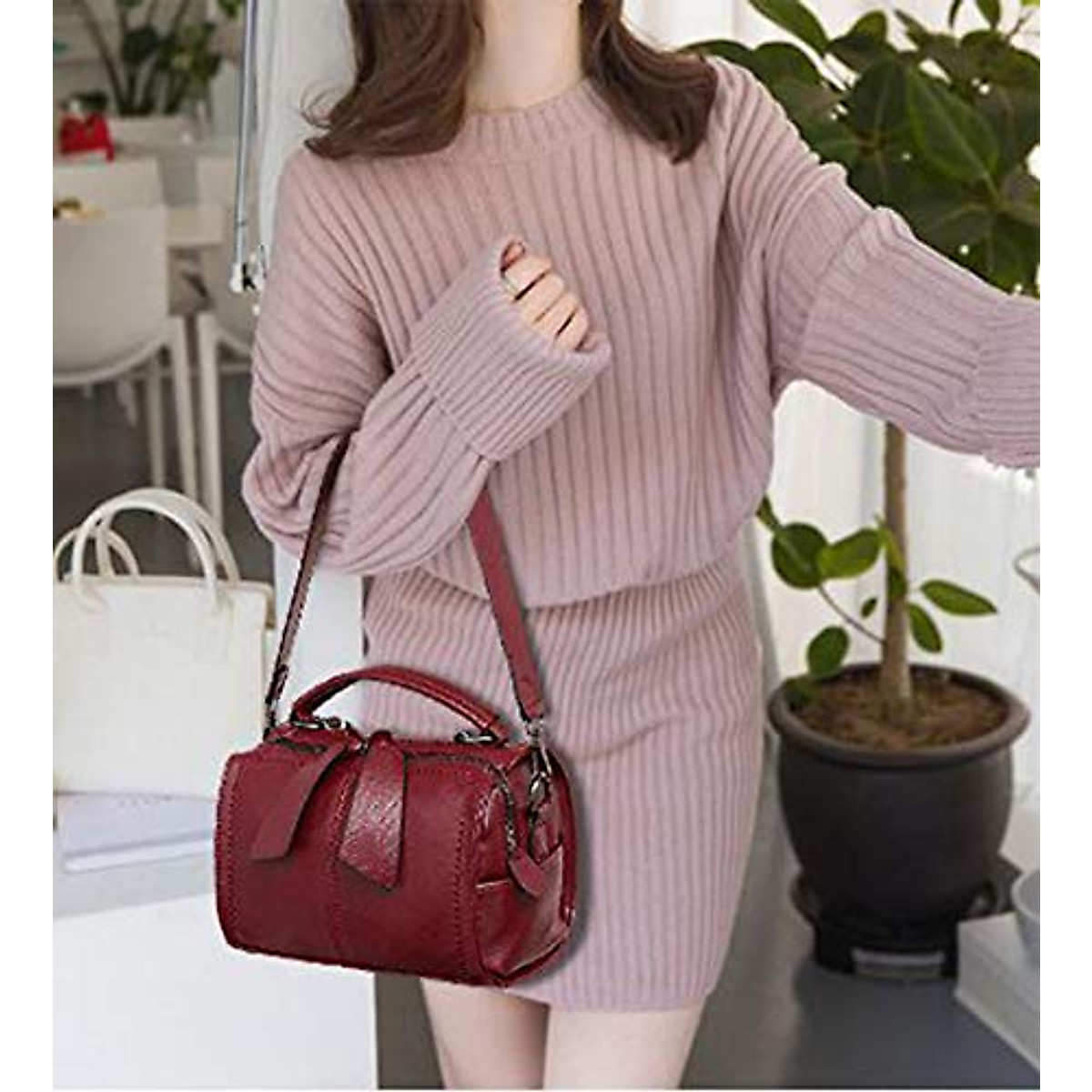 YAQUNICER Elegant PU Leather Handbags And Purses for Women With Bow Decoration Hobo Crossbody Messenger Bag