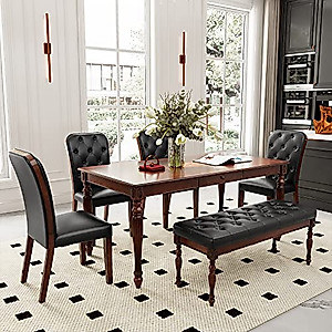 JESONVID Solid Wood Dining Table with Drawer, 67.3" Kitchen Dining Room Tables Mid Century Style 6-8 Person Natural Cherry Wooden Rectangle Extension Farmhouse Rustic Table Furniture,CCZ1533