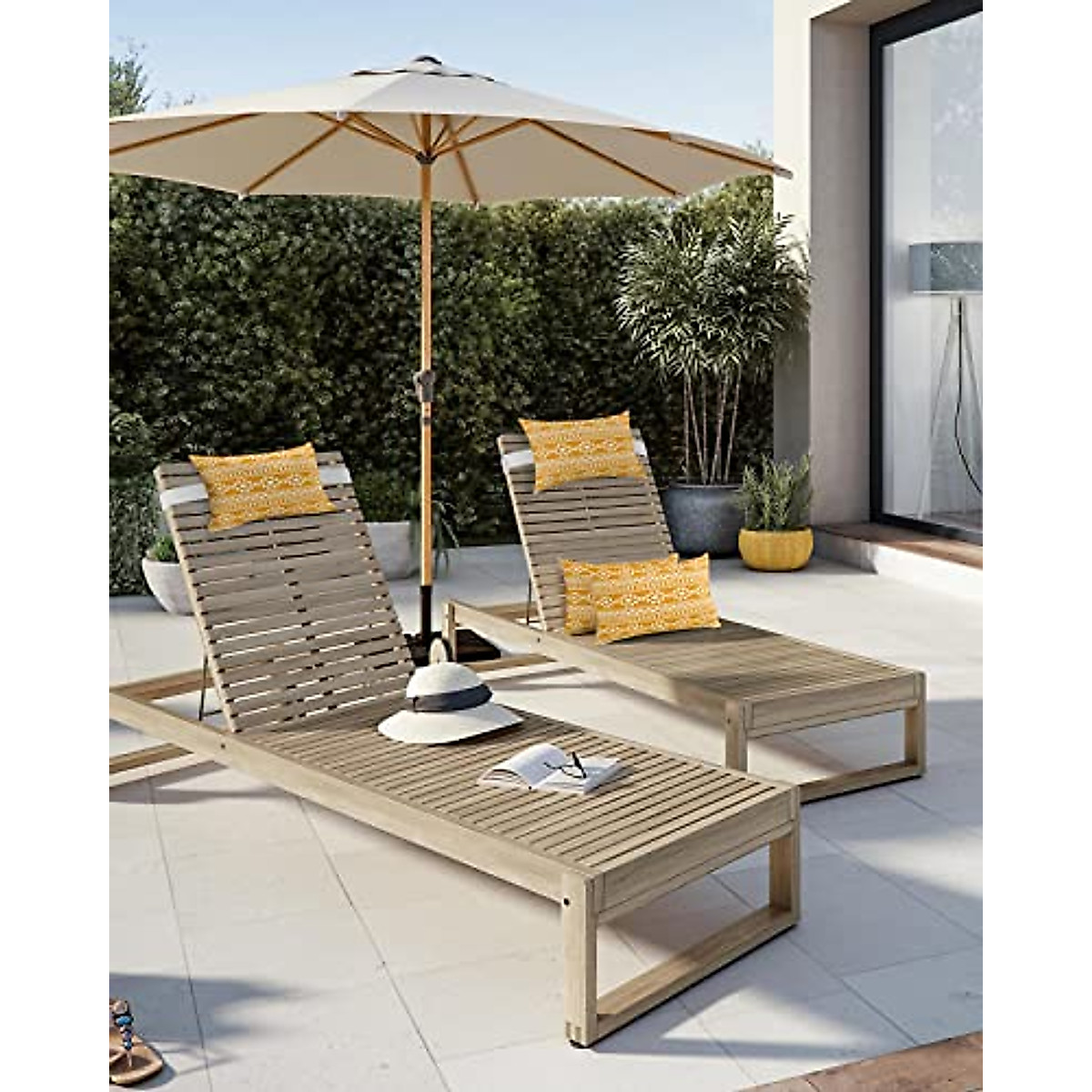 Recliner Head Pillow Ledge Loungers Chair Pillows with Insert Vintage Geometric American Tribal Pattern Yellow Texture Lumbar Pillow with Adjustable Strap Patio Garden Cushion for Bench Couch, 2 PCS