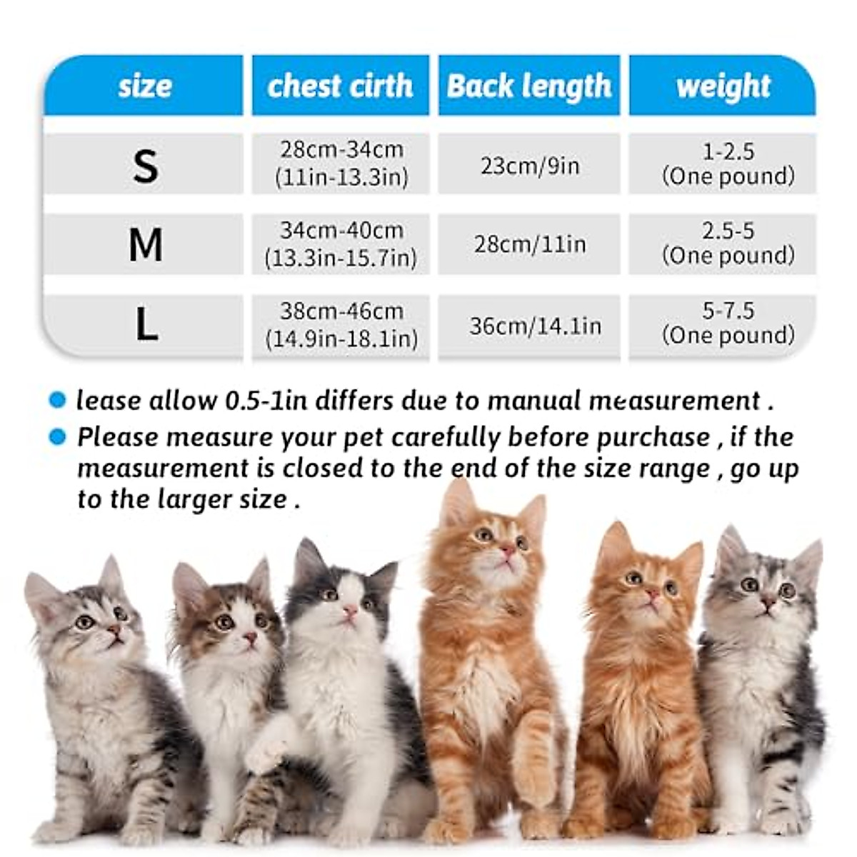WLLHYF Cat Surgery Recovery Suit, Breathable Kitten Onesie Full Bodysuit Clothes, Post Neuter Surgery Spay Cone Anti Licking, Abdominal Wound Protector for Small Male Female Pets (Large)