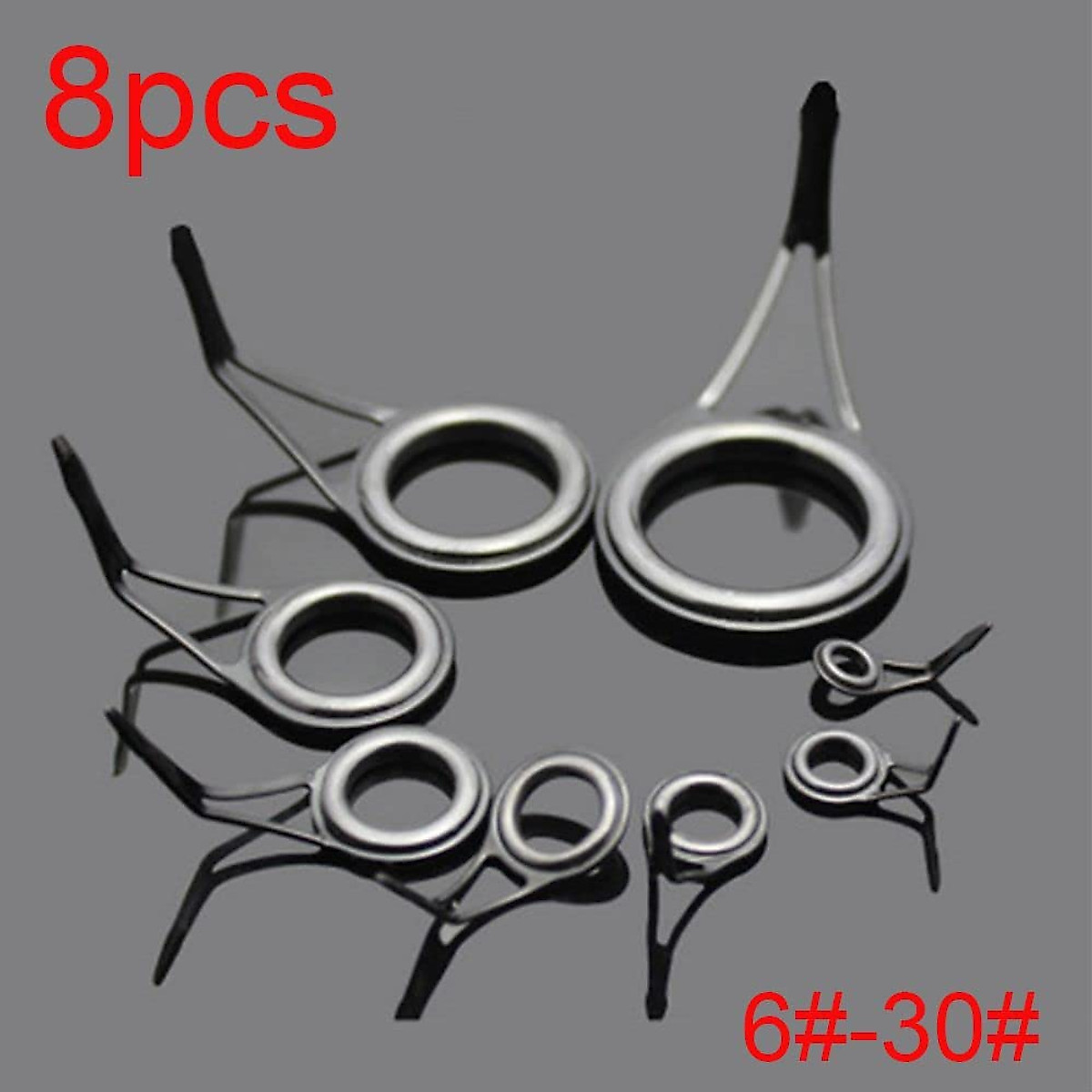 8 Pcs 8 Size Stainless Steel O Ring Fishing Tackle Replacement, Ceramic Rod Guide Ring, Guide Eyelet Repair Kit Fishing Rod Repair Kit Fishing