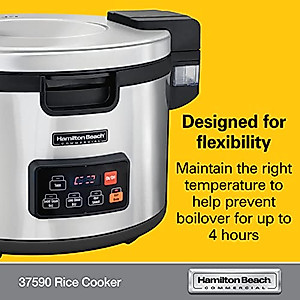 Hamilton Beach Commercial 90 Cup Rice Cooker, Warmer, Stainless Steel (37590)