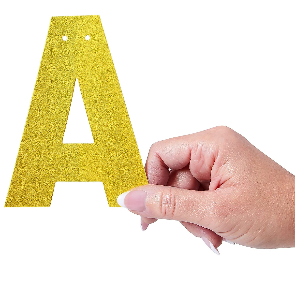 Bright Creations 130-Piece DIY Gold Glitter Make Your Own Banner Kit with Letters, Numbers, Symbols, and String for Birthdays, Weddings, and Party Supplies Decor (5-Inch Letters)