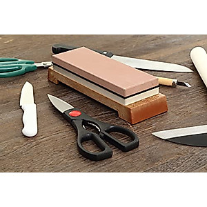 Japanese Knife Sharpener 1000/6000 Grit and Knife Angle Holder Set by B&B japan for Stainless Steel Cutlery and Pointed Carver, Best for Long-Lasting Sharpness, "KING" Trade Mark