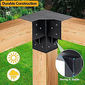 Neorexon Pergola Kit Elevated Wood Stand Kit Woodwork for 4"x 4" (Actual 3.6 X 3.6 inch), Solid Stainless Steel 304 Wooden Gazebo Kit for Outdoor 3 Way Right Angle Corner Bracket with Screws