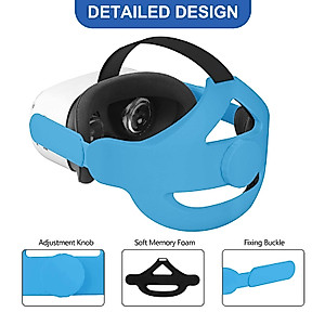 MASiKEN K6 Adjustable Replace Elite Head Strap for Oculus Quest 2, Enhanced Support and Comfort Head Pad Cushion,Reduce Head Pressure,Optimize Interface Fillet and Headstock Angle (Blue)