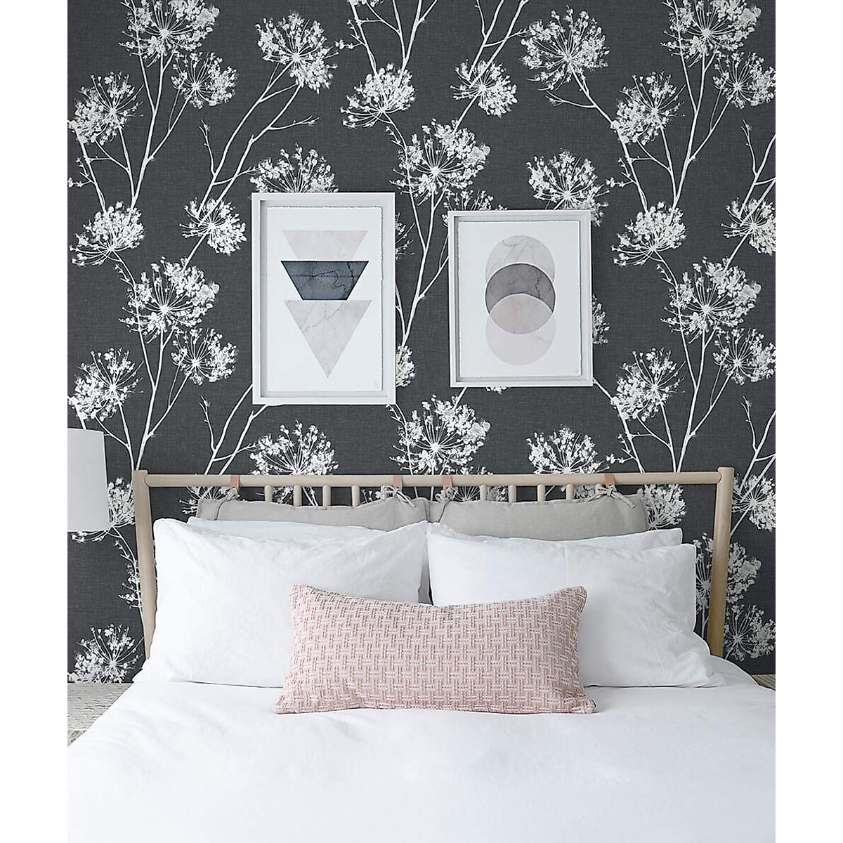 NextWall One O'Clocks Botanical Peel and Stick Wallpaper (Charcoal)
