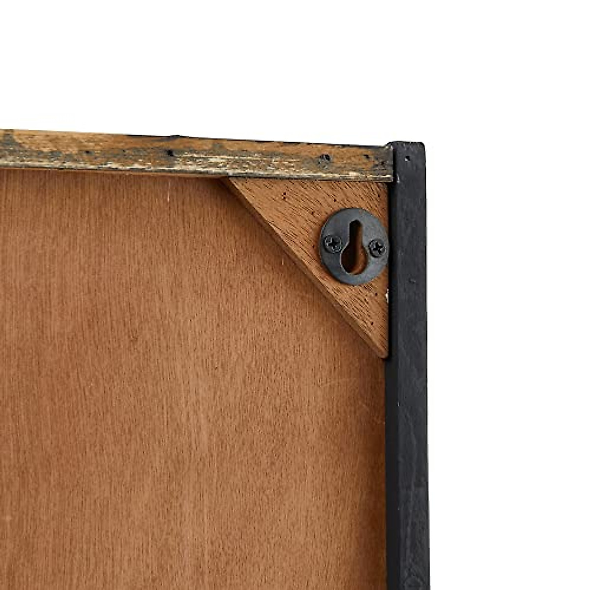 Creative Co-Op Modern Farmhouse Wood 3 Shelves and Hanging Rod, Black and Natural Wall Shelf