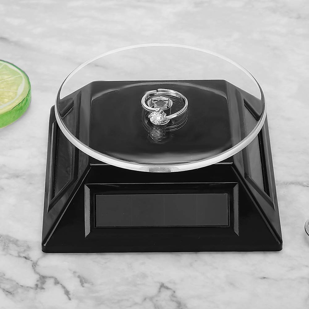 Antilog Jewelry Display Stand, Solar Showcase 360 Degrees Turntable Rotating Watch Phone Jewelry Organizer Display Stand(Black)