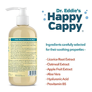 Happy Cappy Baby Shampoo and Body Wash - Eczema Body Wash for Kids, Toddler, Adults, Helps with Dryness, Reduces Itching and Redness, Dermatologist Tested, Fragrance Free - 8 Fl Oz (Pack of 2)