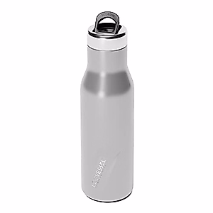 EcoVessel ASPEN Stainless Steel Water Bottle with Insulated Lid, Metal Water Bottle with Rubber Non-Slip Base. Wine Tumbler Reusable Water Bottle - 16oz (Grey Smoke)