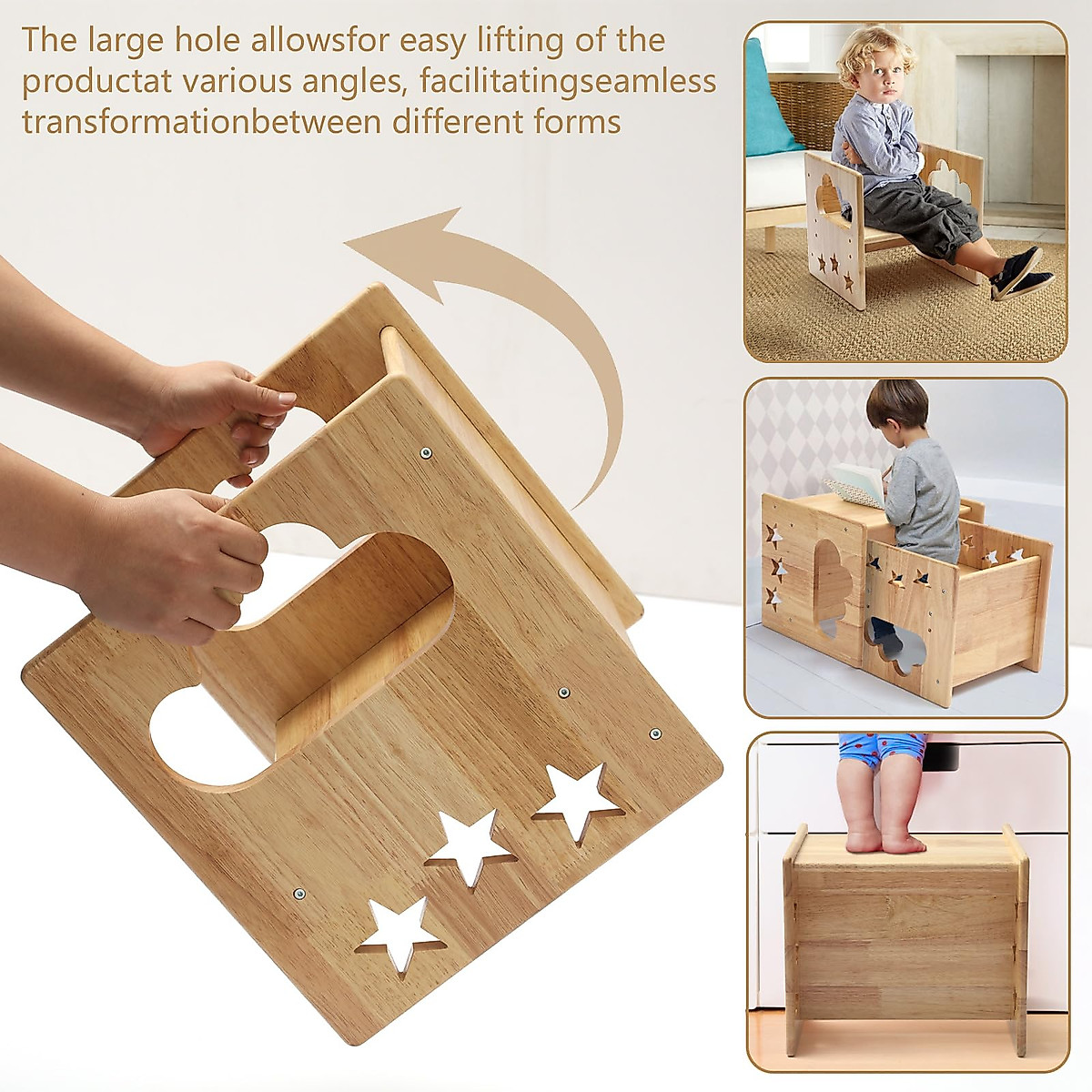 Nuoex Montessori Weaning Table and Chair Set for Read,Play, Wooded Toddler Table and Chairs for 1-5 Year Old, Kids Activity Table and Chair Step Stool Montessori Furniture Birthday Gift