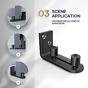 EaseLife Sliding Barn Door Bottom Floor Guide,Ball Bearings Adjustable Stay Roller,Wall Mount System,Flush Flat Bottom Design,2 Assemble Setup Options,Fit All Size Door,Black