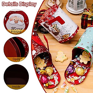 4PCS Christmas Reindeer Gift Box, Metal Christmas Cookie Tins with Lids, Decorative Candies Storage Container Tinplate Candy Boxes Empty Tins Xmas Cookie Jar for Christmas Decor and Storing Snacks