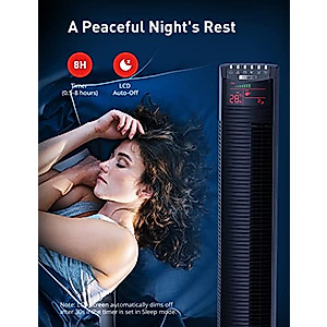 PARIS RHÔNE Tower Fan, 36” Oscillating Fan with Remote, 3 Speed Settings & 3 Modes, Bladeless Fans with Auto-Temp Detection, LED Display, 12H Timer, Low Noise Floor Fan for Bedroom, Office or Study