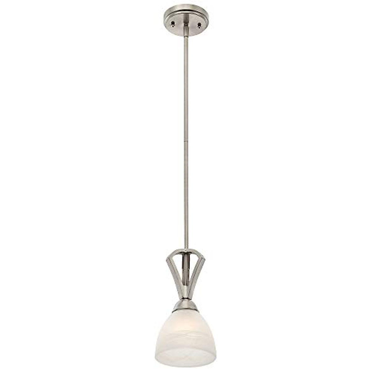 Possini Euro Design Milbury Satin Nickel Silver Mini Pendant Light 6" Wide Modern White Alabaster Glass Shade Fixture for Dining Room House Entryway Bedroom Kitchen Island Hallway High Ceilings