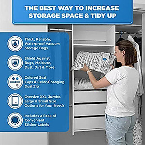 Vacwel Vacuum Storage Space Bags for Shrink Compression Packing Clothing, Comforters and Linen