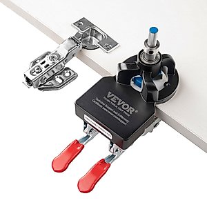 VEVOR 35 mm Concealed Door Hinge Jig, Aluminum Alloy Cabinet Hinge Jig, Accurate Locking Dual Clamp Fixation Hinge Drill Jig with Accessories, Woodworking Tool for Doors Cabinets Hinges Mounting
