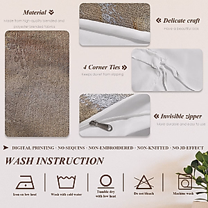 Shrahala Beige Brush Oil Painting Duvet Cover Set Twin Size, Brown Strokes Texture 3 Pieces Soft Brushed 100% Cotton Duvet Covers with Button Closure, 1 Duvet Cover 68x90 inches and 2 Pillow Shams