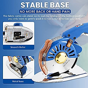 BAOSHISHAN Electric Fabric Rotary Cutter Speed Adjustable Fabric Scissors 100mm/4inch Round Blade 27mm/1.06inch Thickness Cutting Machine for Multilayer Fabric Leather Cloth Carpet (Blue)
