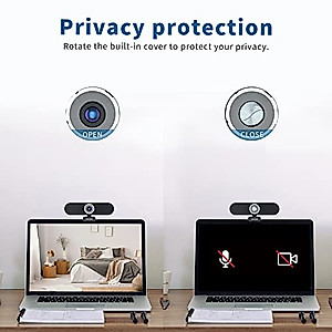SUPCAM 4K UHD Webcam, AI Auto Framing, Gesture Control 3X Zoomable, USB Webcam with Microphone for Desktop, Streaming Web Cam with Speaker, Rotatable Privacy Cover and Tripod, Wide Compatibility